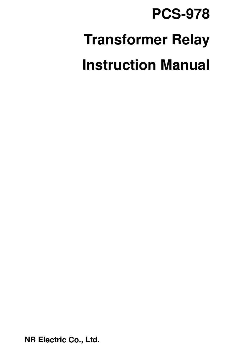 NR ELECTRIC PCS-978 INSTRUCTION MANUAL Pdf Download | ManualsLib