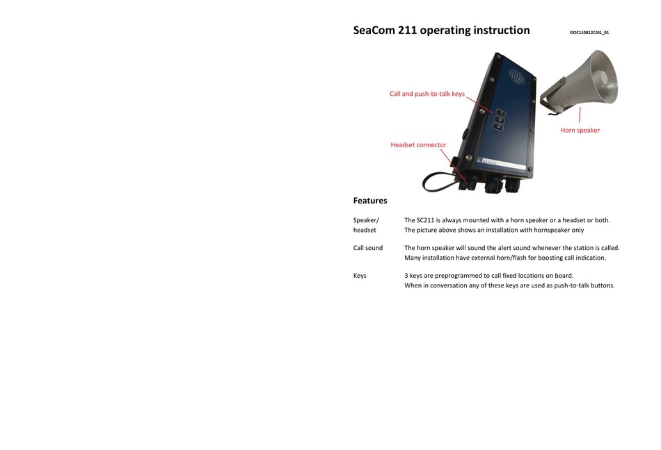 SEACOM 211 OPERATING INSTRUCTION Pdf Download | ManualsLib