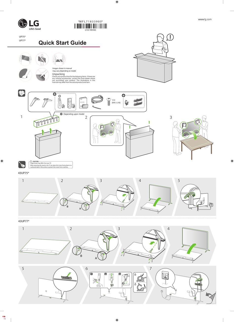 LG UP75 SERIES QUICK START MANUAL Pdf Download | ManualsLib