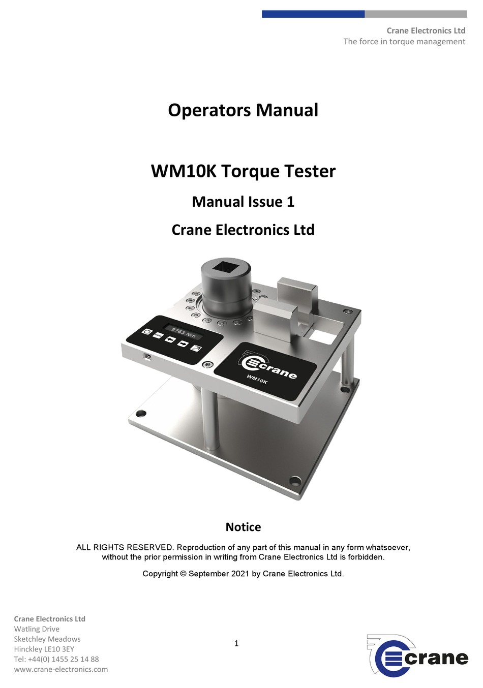 CRANE ELECTRONICS WM10K OPERATOR'S MANUAL Pdf Download | ManualsLib