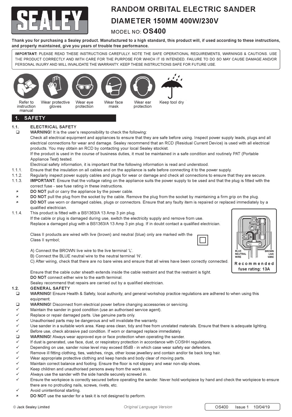 SEALEY OS400 MANUAL Pdf Download | ManualsLib