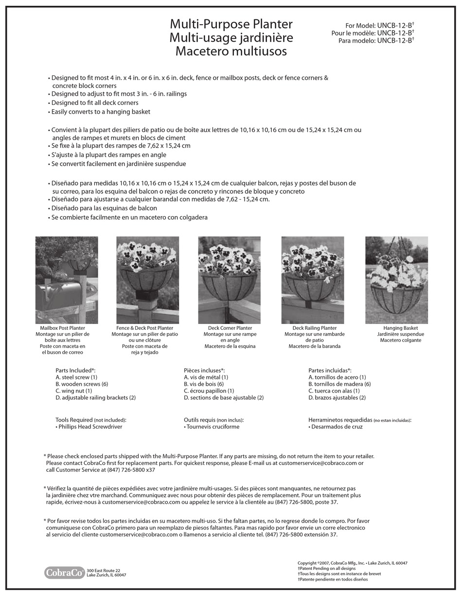 COBRACO UNCB-12-B ASSEMBLY INSTRUCTIONS Pdf Download | ManualsLib