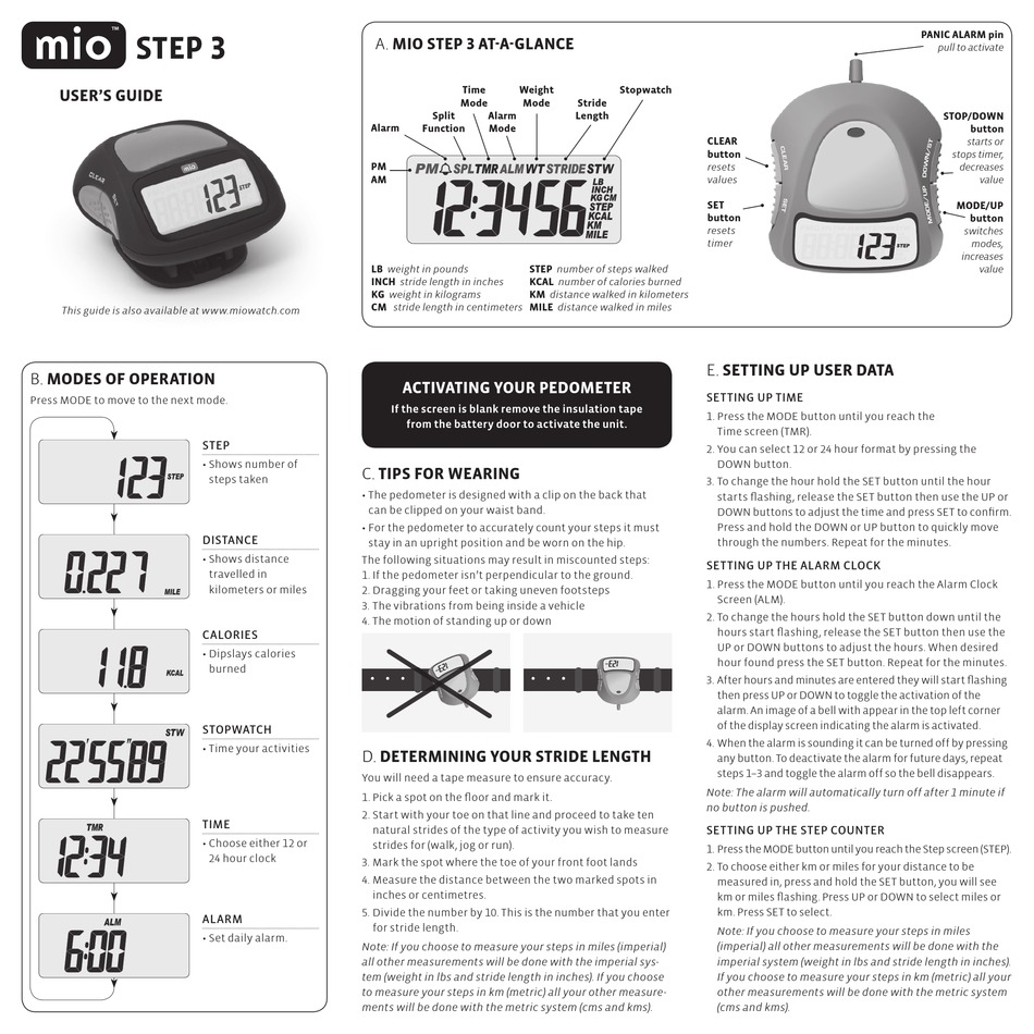 MIO STEP 3 USER MANUAL Pdf Download | ManualsLib