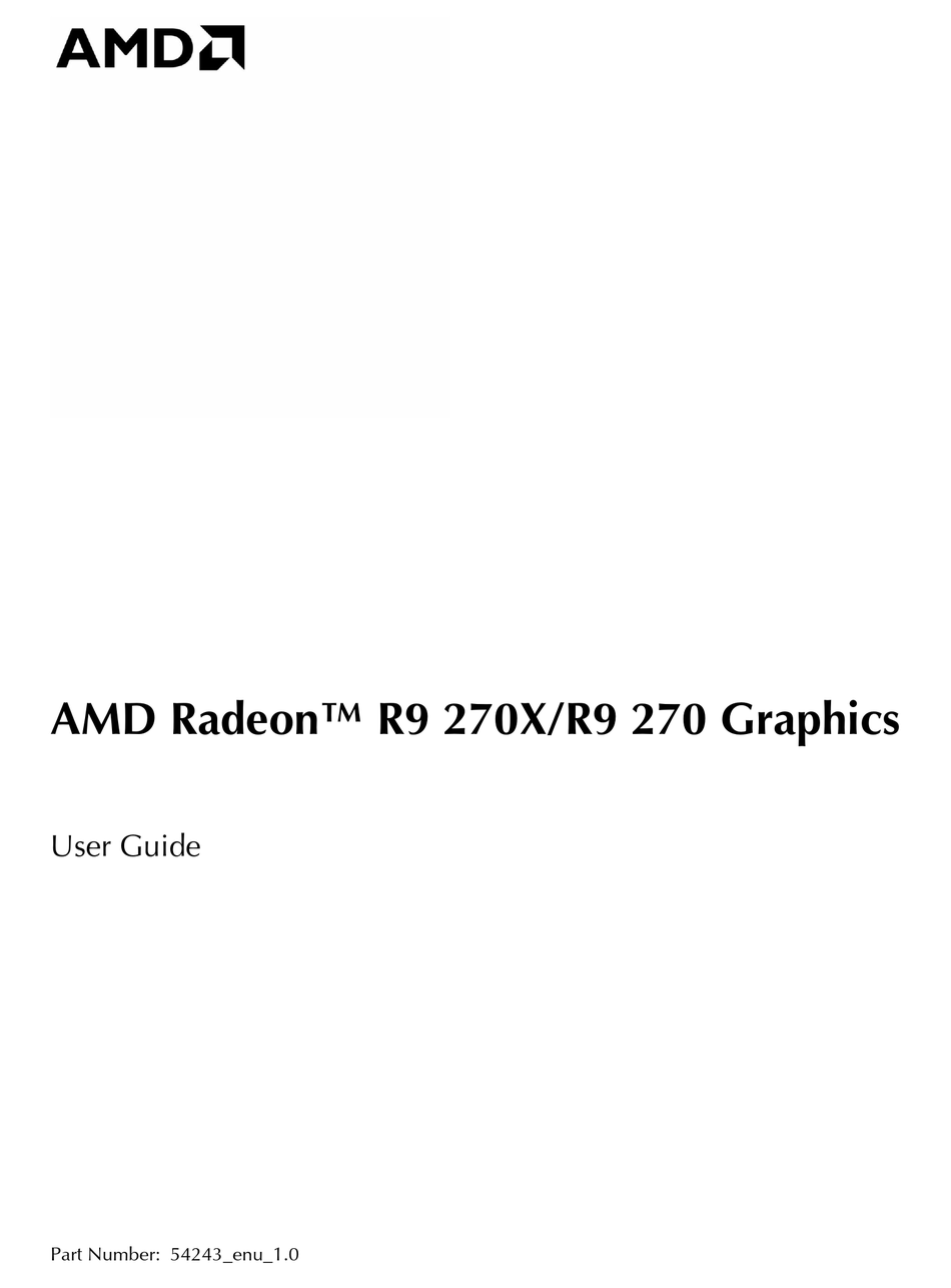 AMD RADEON R9 270X USER MANUAL Pdf Download | ManualsLib