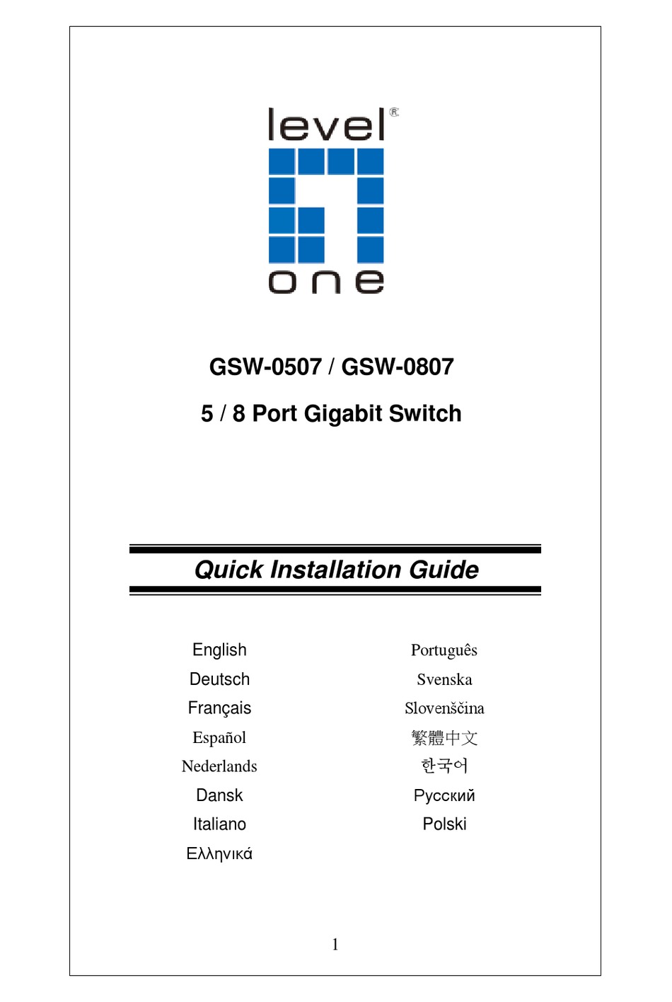 LEVELONE GSW-0507 QUICK INSTALLATION MANUAL Pdf Download | ManualsLib
