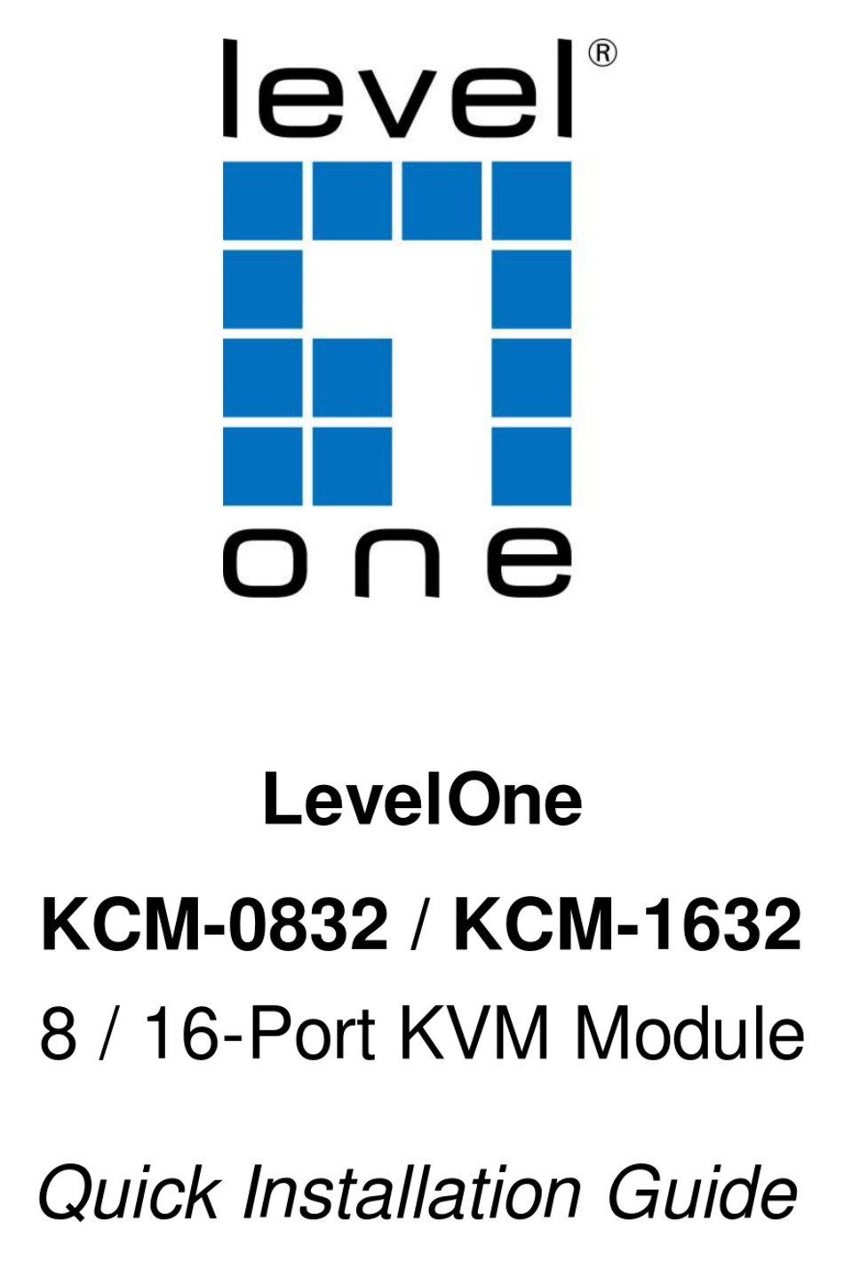LEVELONE KCM-0832 QUICK INSTALLATION MANUAL Pdf Download | ManualsLib