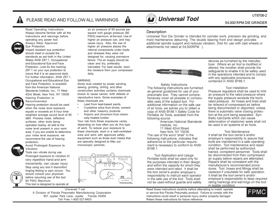 UNIVERSAL TOOL UT8706-2 OPERATING INSTRUCTIONS Pdf Download | ManualsLib