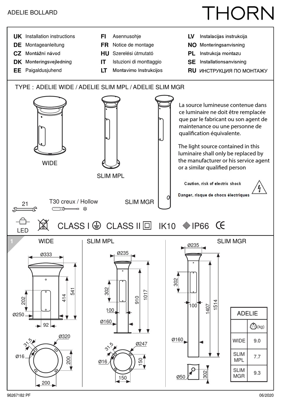 THORN ADELIE BOLLARD WIDE INSTALLATION INSTRUCTIONS Pdf Download ...