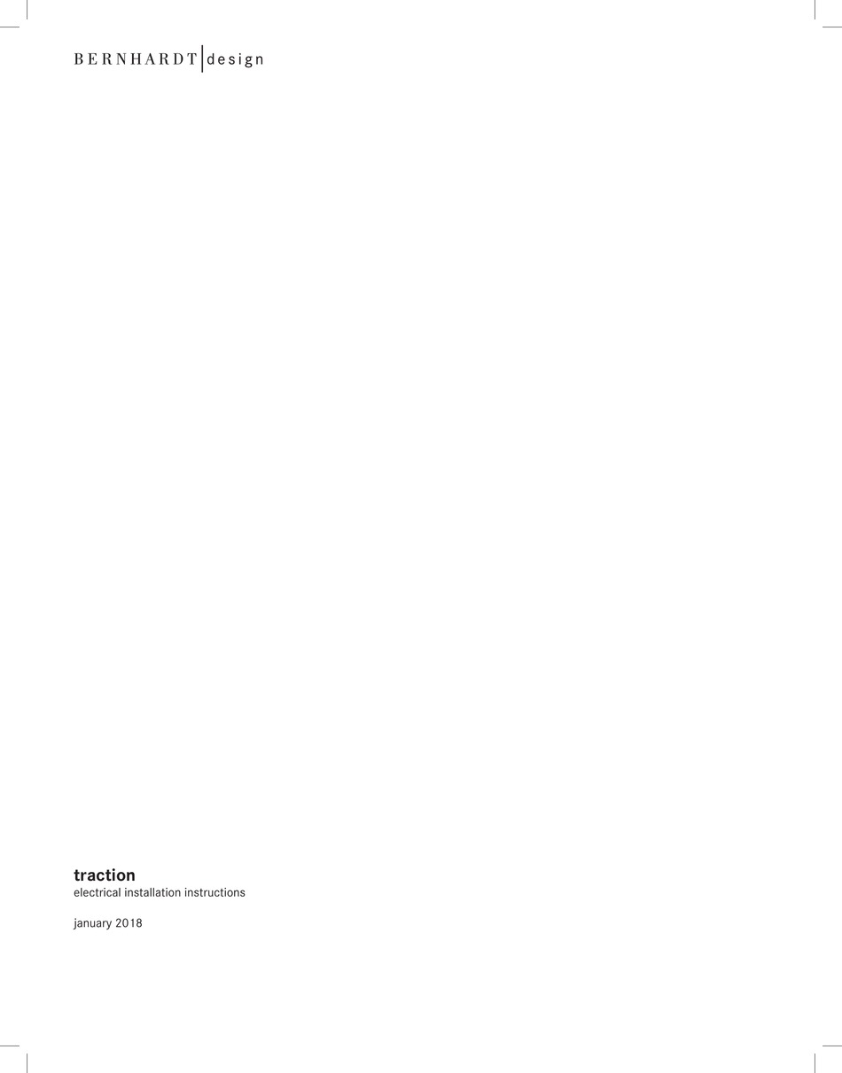 BERNHARDT DESIGN TRACTION ELECTRICAL INSTALLATION INSTRUCTIONS Pdf ...
