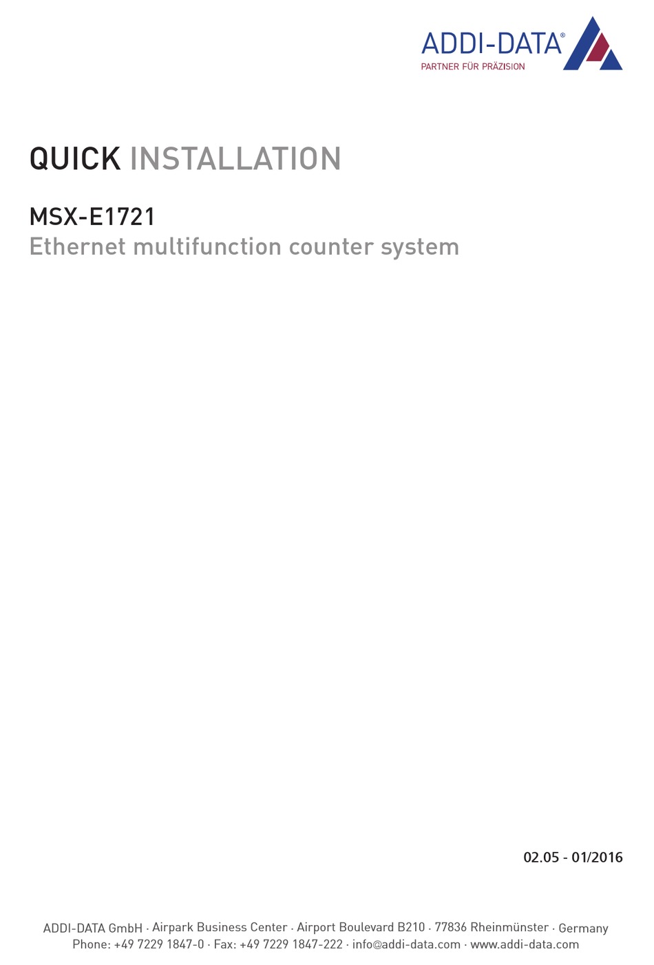 Addi Data Msx E1721 Quick Installation Pdf Download Manualslib