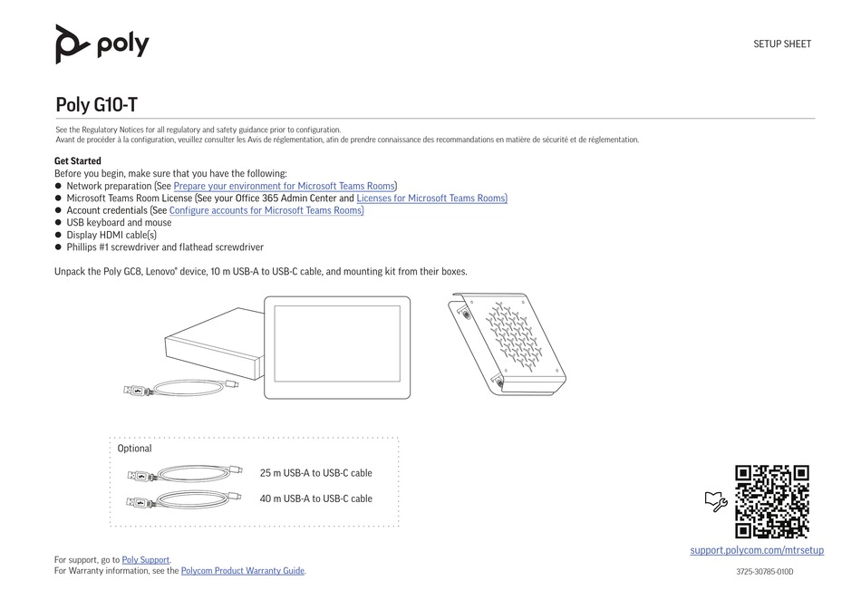 POLY G10-T SETUP SHEET Pdf Download | ManualsLib
