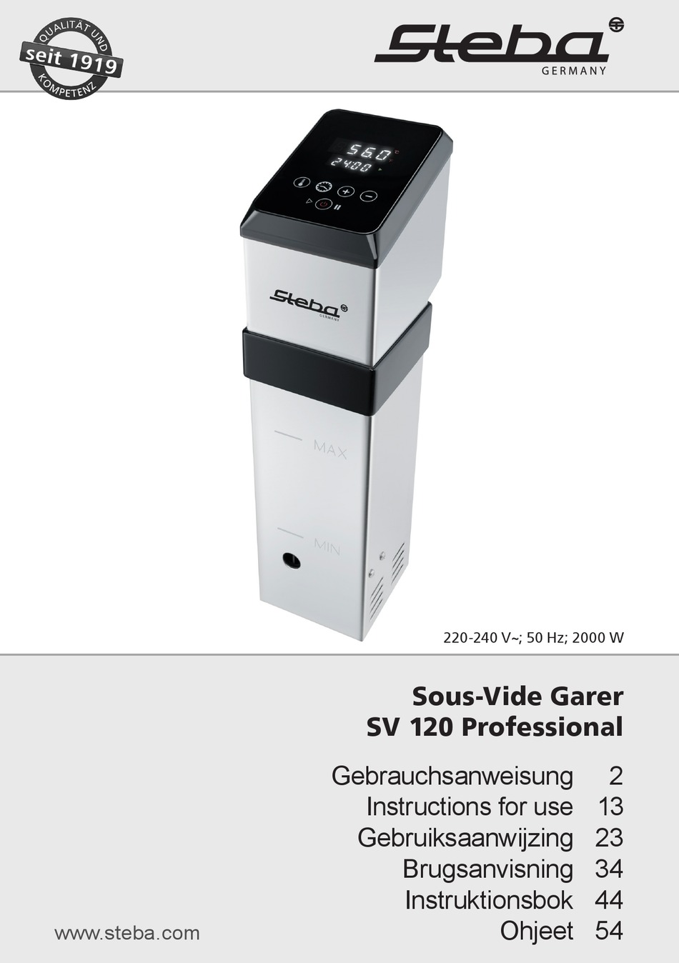 STEBA SV 120 PROFESSIONAL INSTRUCTIONS FOR USE MANUAL Pdf Download ...