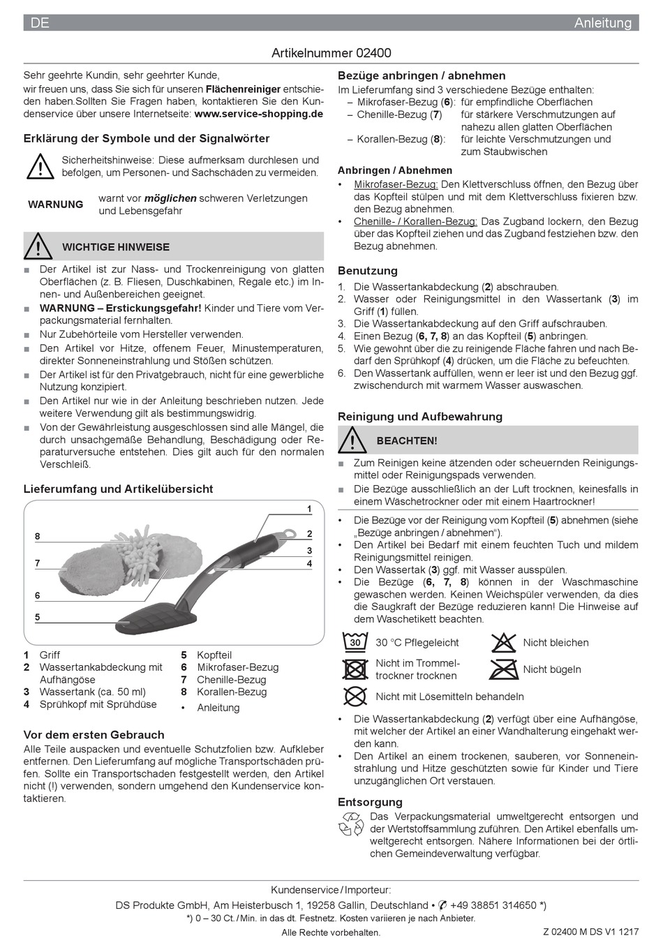 DS PRODUKTE 02400 INSTRUCTIONS Pdf Download ManualsLib
