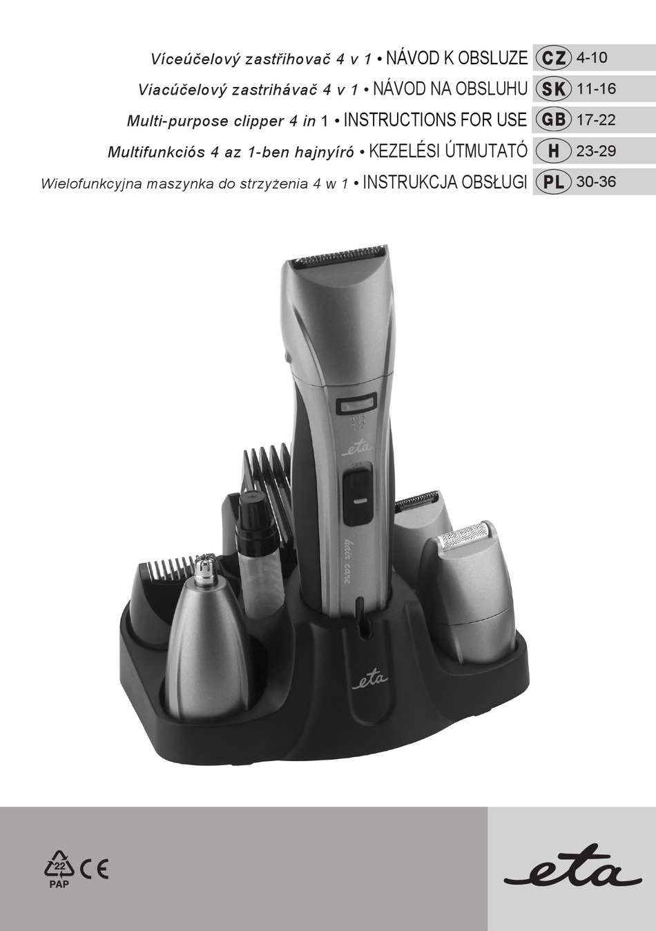 ETA 5342 INSTRUCTIONS FOR USE MANUAL Pdf Download | ManualsLib