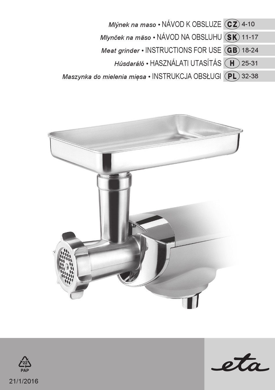 ETA 002891000 USER MANUAL Pdf Download | ManualsLib