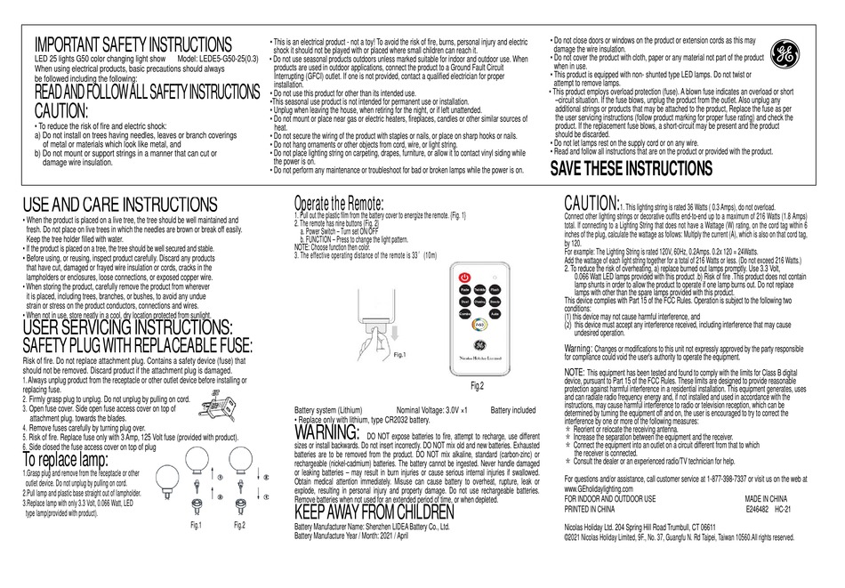 GE LEDE5-G50-25(0.3 IMPORTANT SAFETY INSTRUCTIONS Pdf Download | ManualsLib