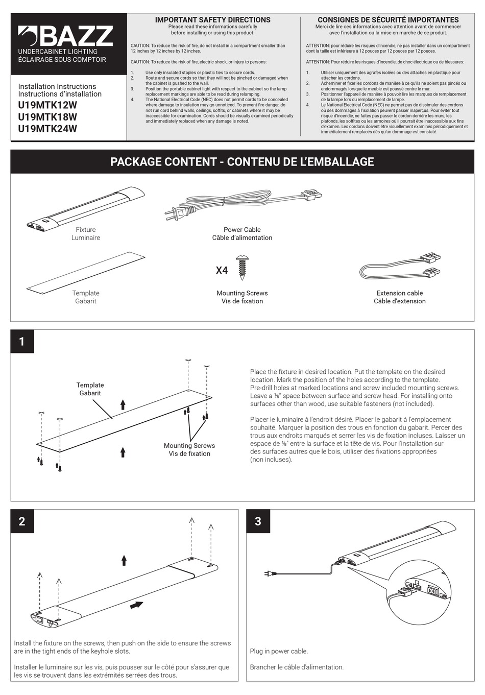 BAZZ U19MTK12W INSTALLATION INSTRUCTIONS Pdf Download | ManualsLib