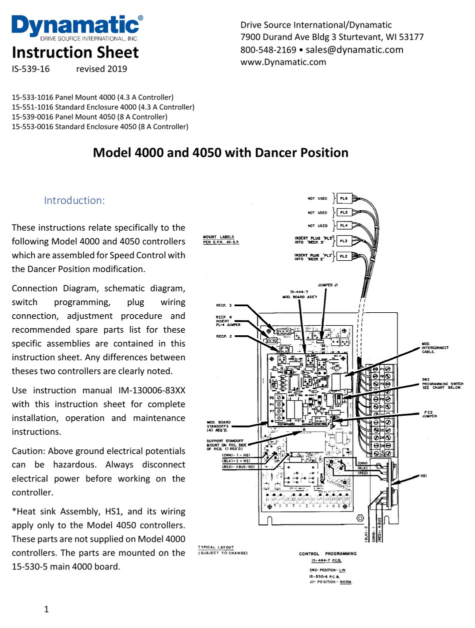 DYNAMATIC 4000 INSTRUCTION SHEET Pdf Download | ManualsLib