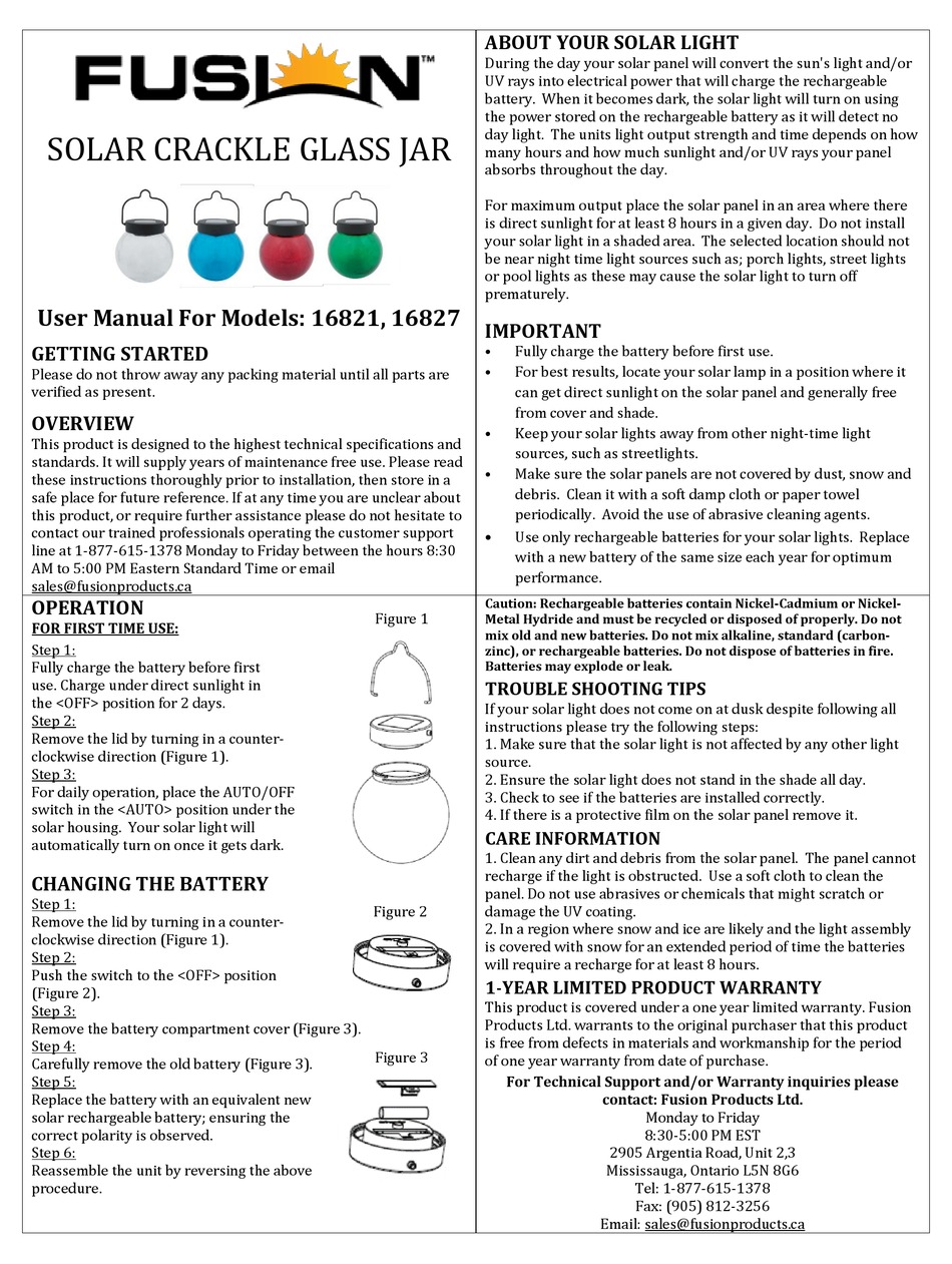 FUSION 16821 QUICK START MANUAL Pdf Download | ManualsLib