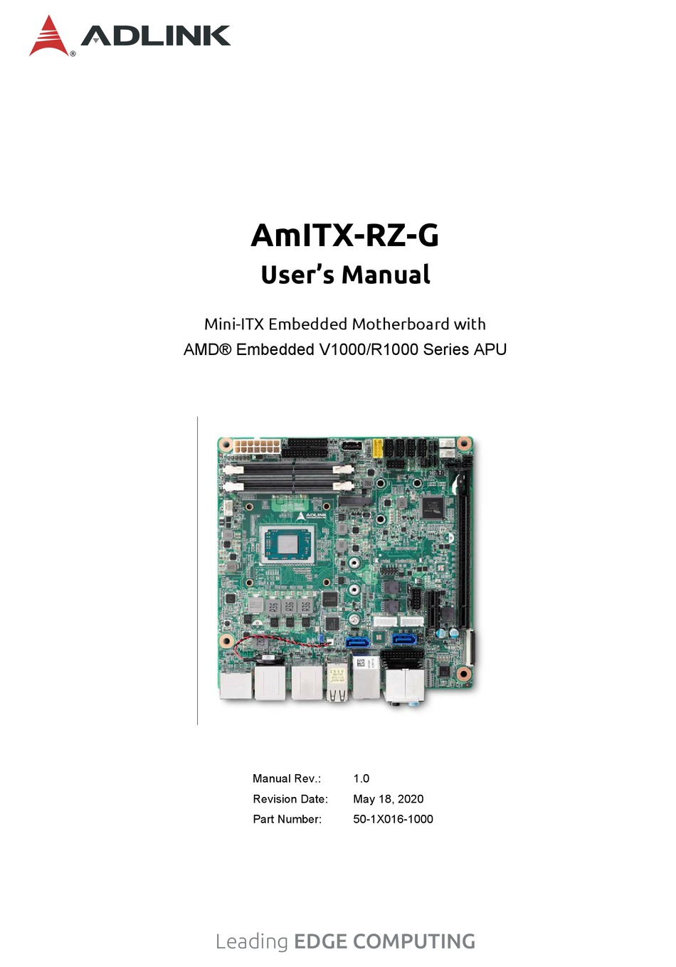 ADLINK TECHNOLOGY AMITX-RZ-G USER MANUAL Pdf Download | ManualsLib