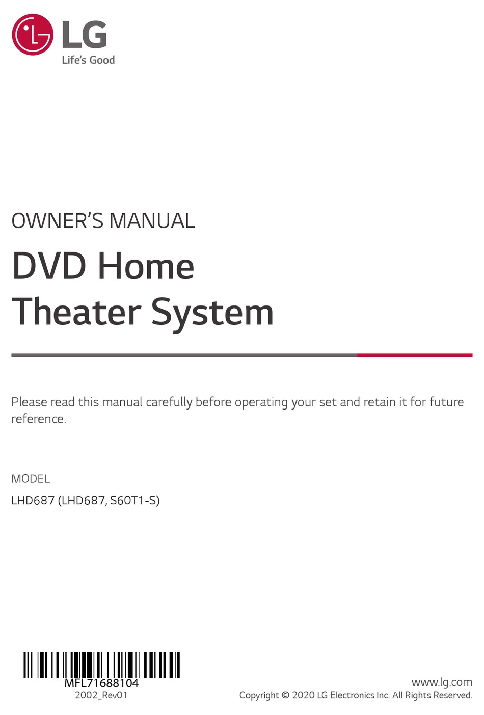 LG LHD687 OWNER'S MANUAL Pdf Download | ManualsLib