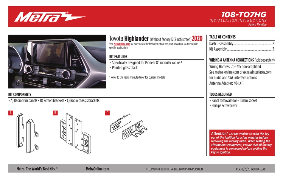 METRA ELECTRONICS 108-TO7HG INSTALLATION INSTRUCTIONS Pdf Download ...