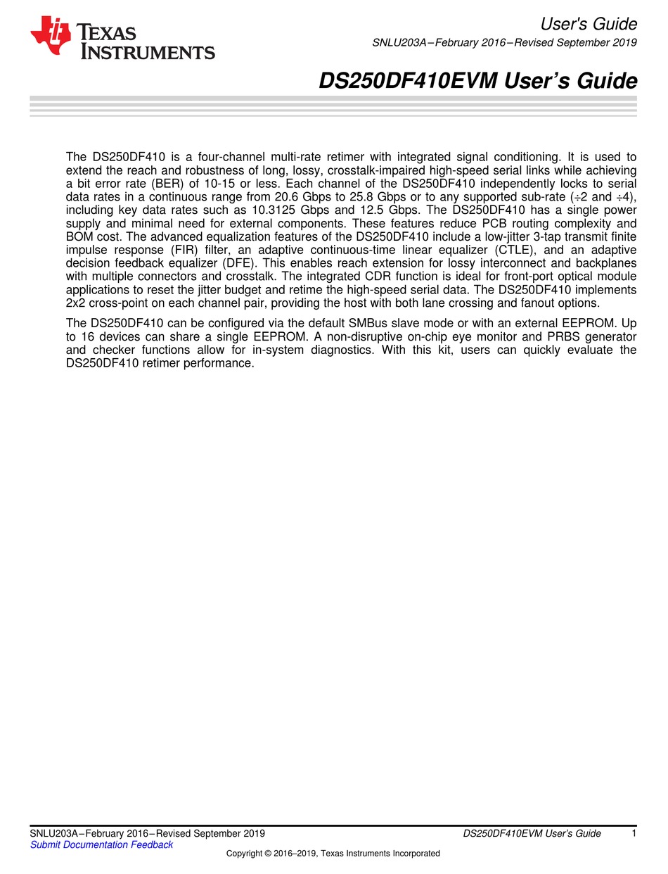 TEXAS INSTRUMENTS DS250DF410EVM USER MANUAL Pdf Download | ManualsLib