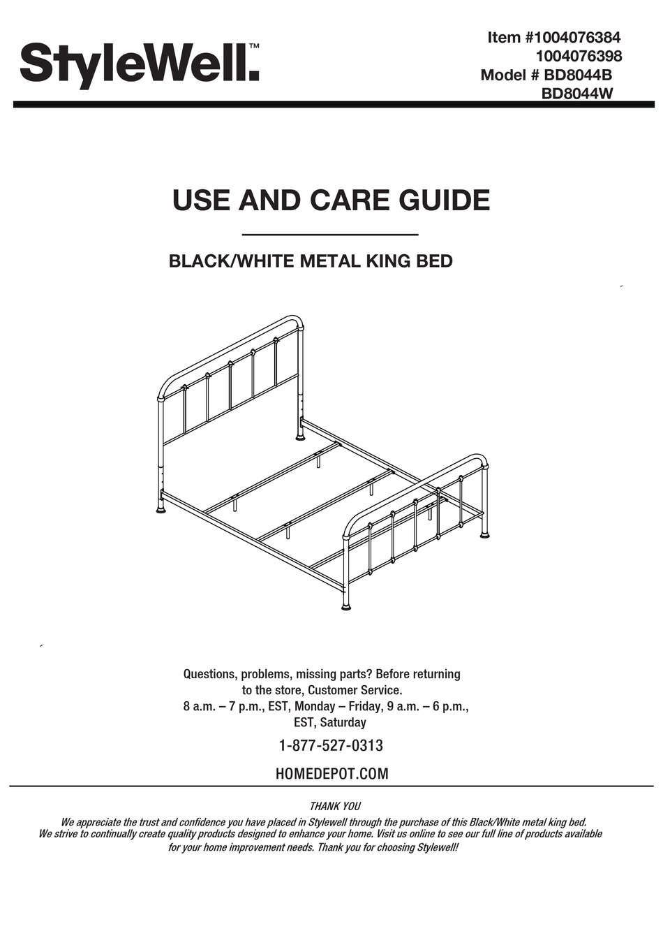 STYLEWELL BD8044B USE AND CARE MANUAL Pdf Download | ManualsLib
