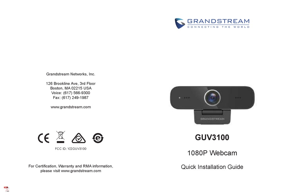 GRANDSTREAM NETWORKS GUV3100 QUICK INSTALLATION MANUAL Pdf Download ...