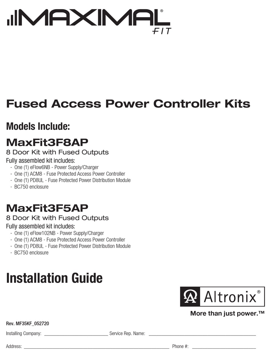 ALTRONIX MAXIMAL FIT MAXFIT3F5AP INSTALLATION MANUAL Pdf Download ...