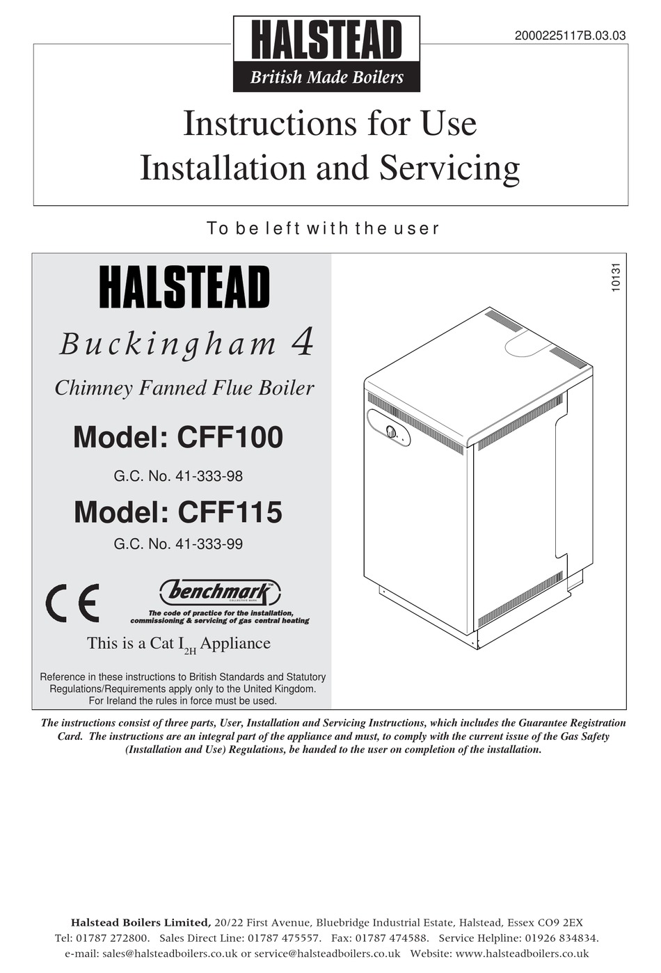HALSTEAD BUCKINGHAM 4 INSTRUCTIONS FOR USE INSTALLATION AND SERVICING halstead-buckingham-4-instructions-for-use-installation-and-servicing
