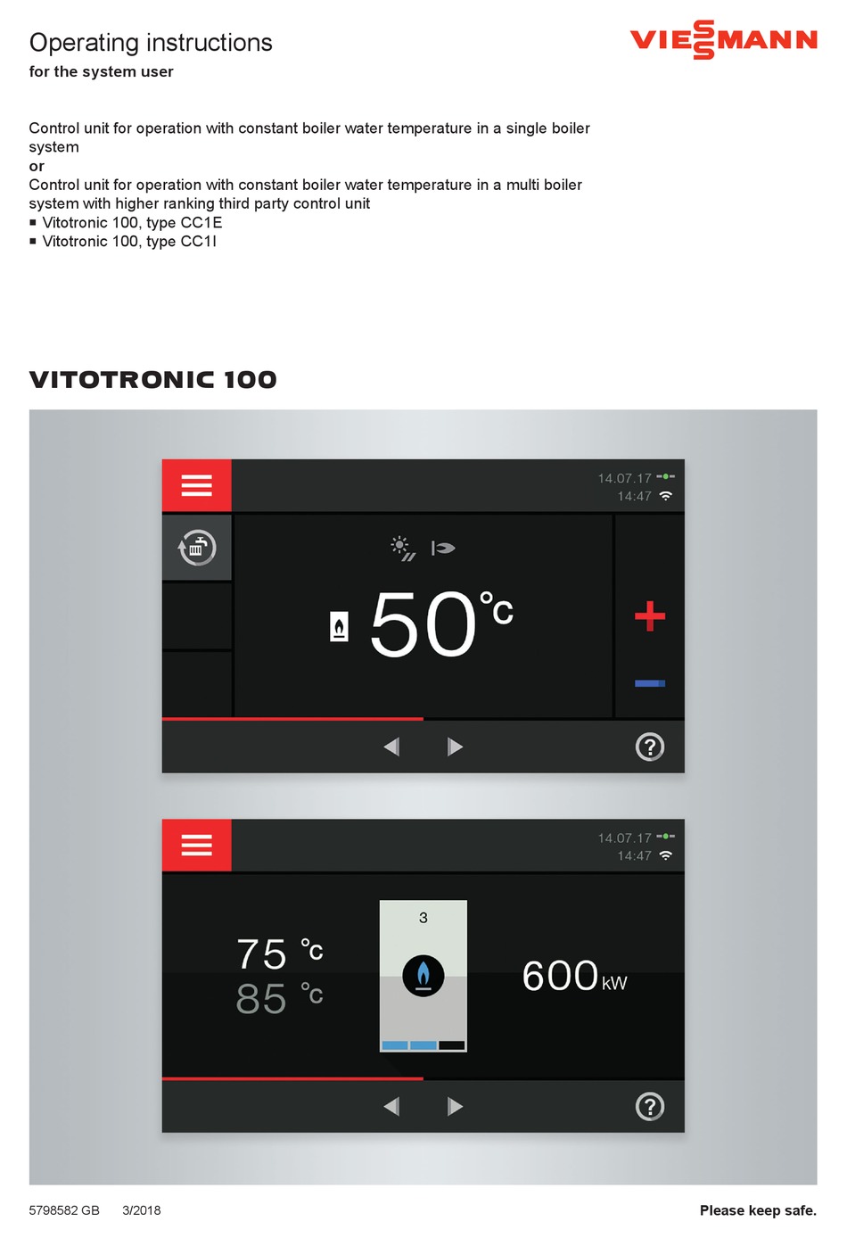 VIESSMANN VITOTRONIC 100 OPERATING INSTRUCTIONS FOR THE SYSTEM USER Pdf