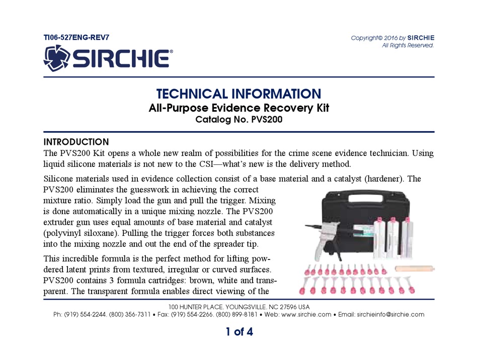 SIRCHIE PVS200EG TECHNICAL INFORMATION Pdf Download | ManualsLib