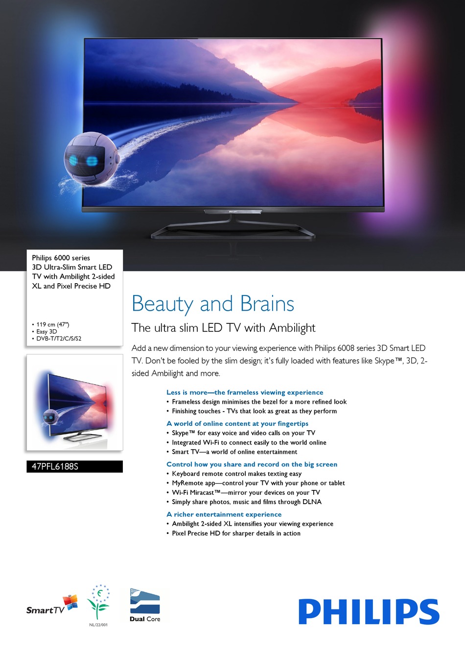 PHILIPS 47PFL6188S BROCHURE & SPECS Pdf Download | ManualsLib