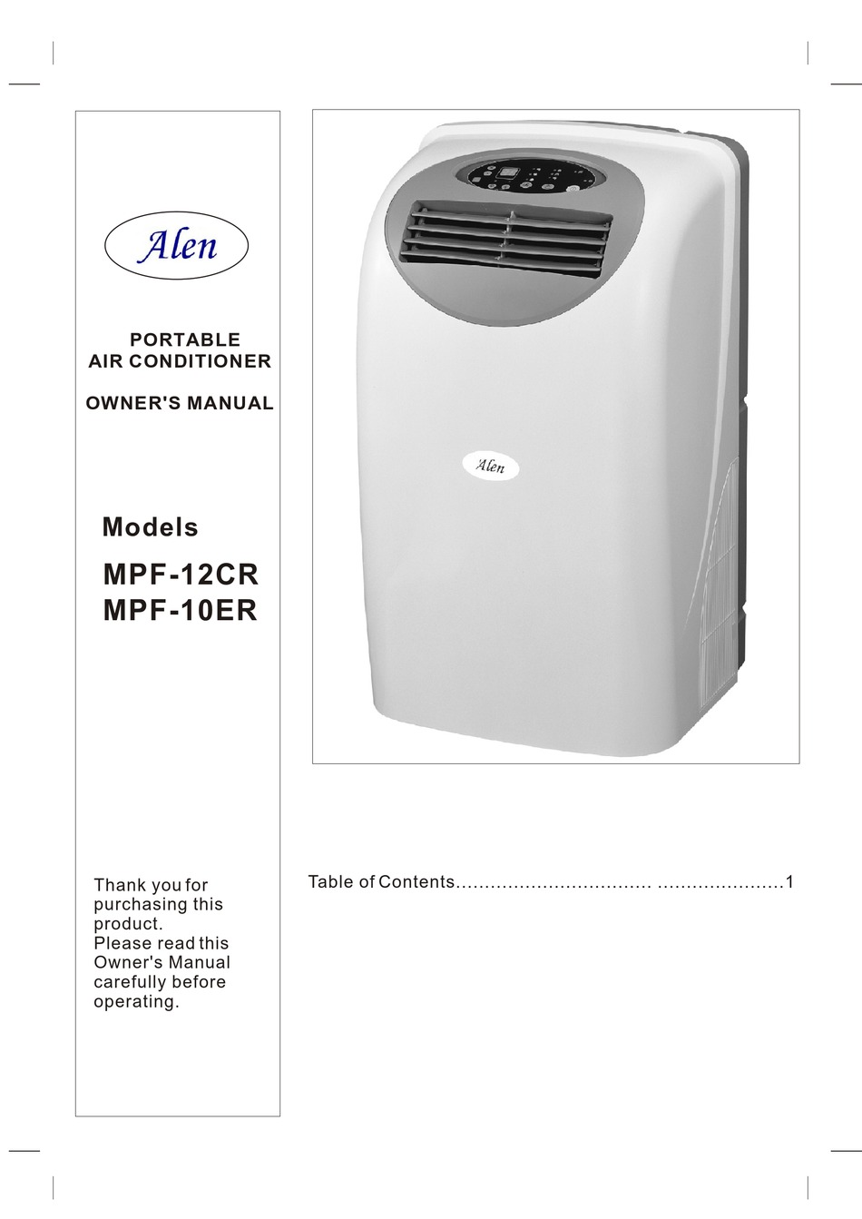 ALEN MPF-12CR OWNER'S MANUAL Pdf Download | ManualsLib