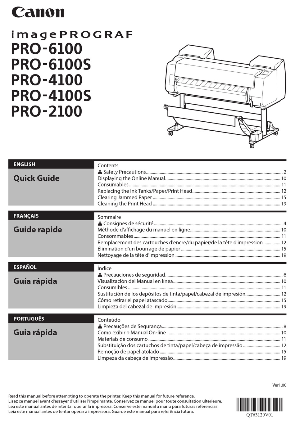 CANON IMAGEPROGRAF PRO 6100 QUICK MANUAL Pdf Download ManualsLib