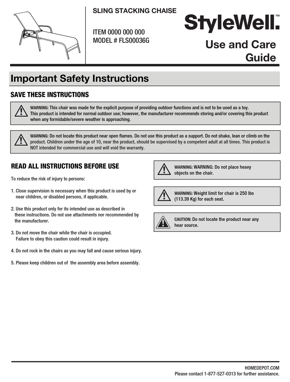 STYLEWELL FLS00036G USE AND CARE MANUAL Pdf Download | ManualsLib