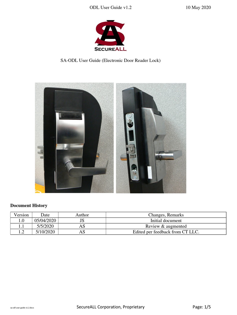 SECUREALL SA-ODL USER MANUAL Pdf Download | ManualsLib