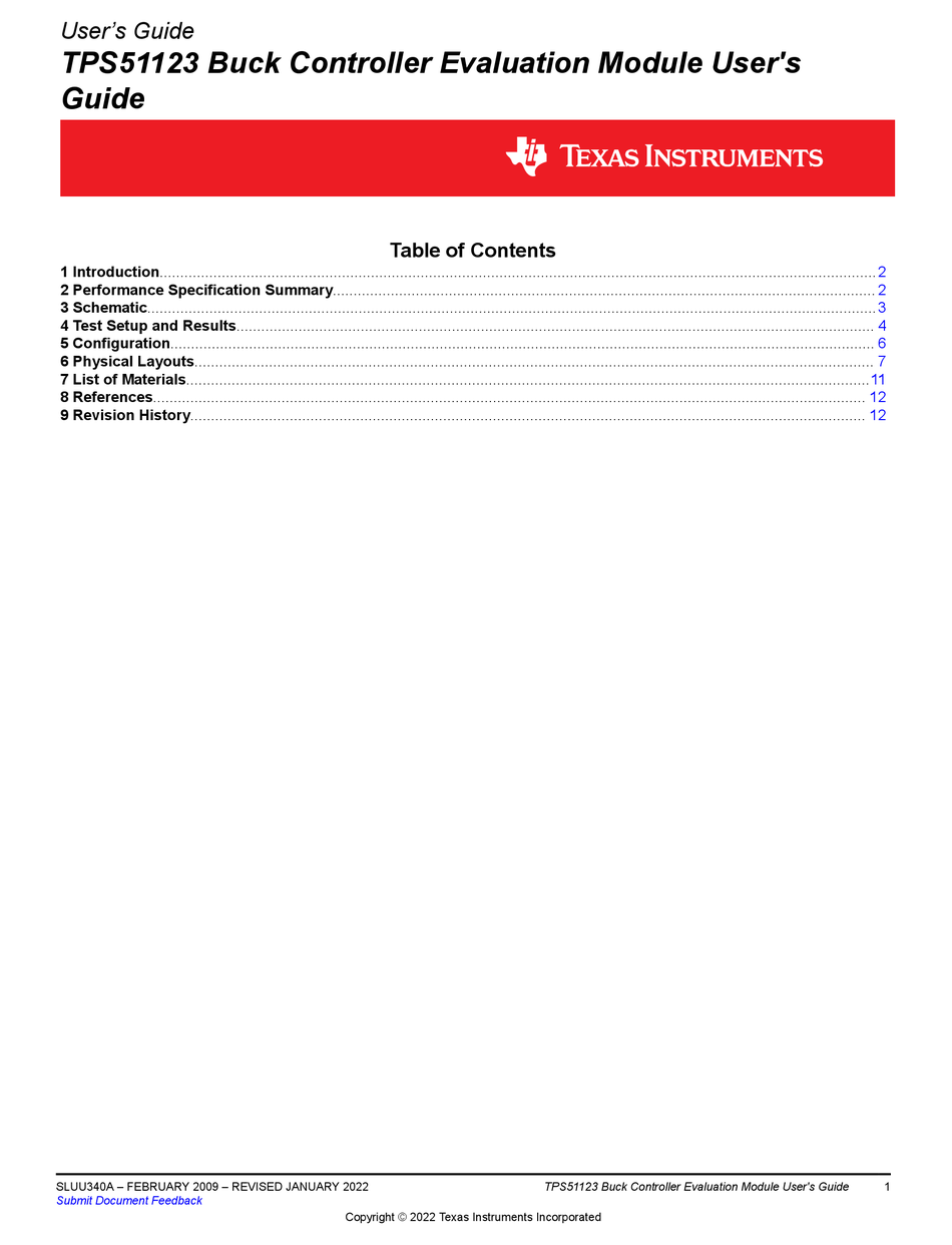 TEXAS INSTRUMENTS TPS51123 USER MANUAL Pdf Download | ManualsLib