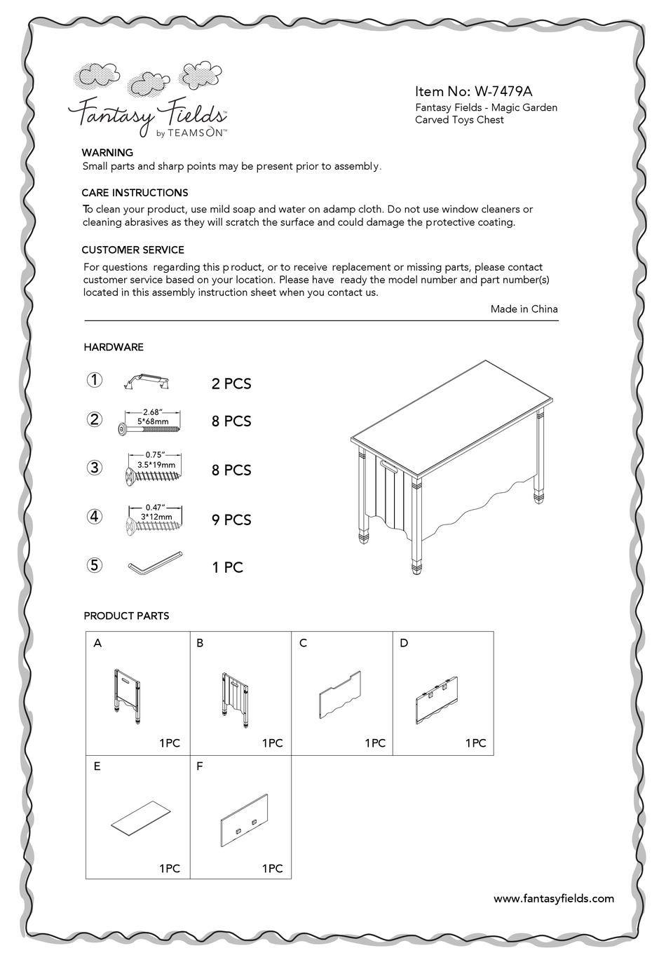 TEAMSON FANTASY FIELDS W-7479A ASSEMBLY INSTRUCTIONS Pdf Download ...