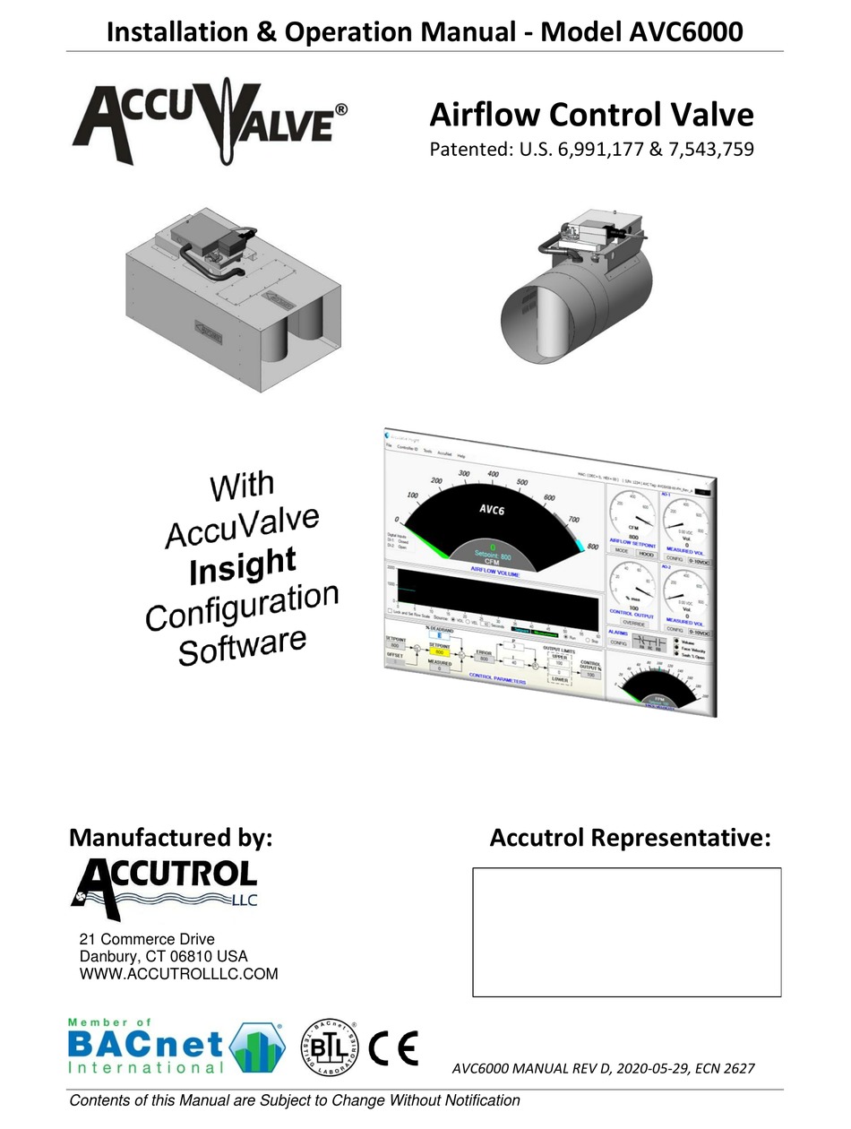 ACCUTROL ACCUVALVE AVC6000 INSTALLATION & OPERATION MANUAL Pdf Download ...