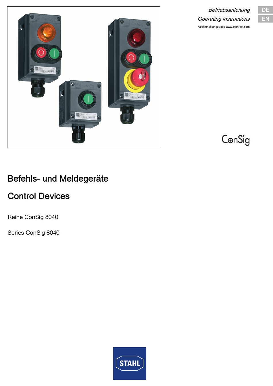 STAHL CONSIG 8040 SERIES OPERATING INSTRUCTIONS MANUAL Pdf Download ...