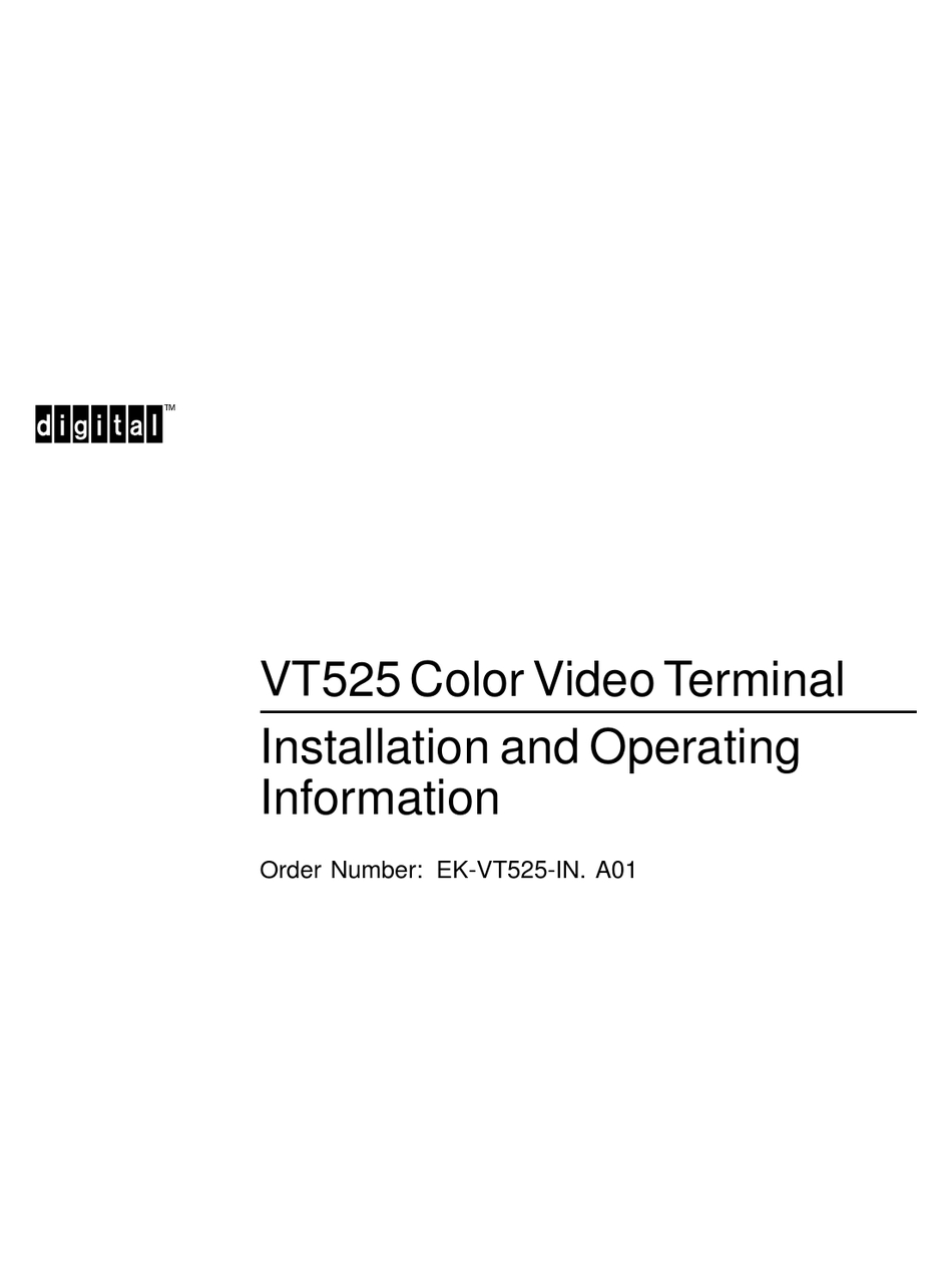 DIGITAL EQUIPMENT VT525 INSTALLATION AND OPERATING INFORMATION Pdf digital-equipment-vt525-installation-and-operating-information-pdf