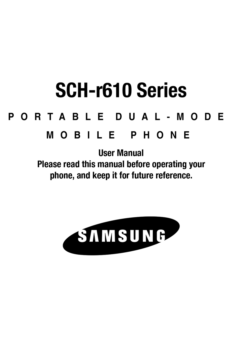 SAMSUNG SCH-R610 SERIES CELL PHONE USER MANUAL | ManualsLib