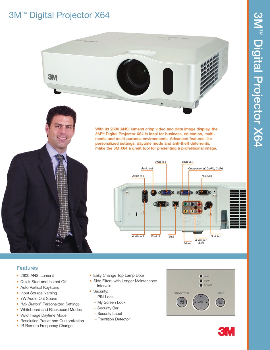 3M X64 PROJECTOR SPECIFICATIONS | ManualsLib