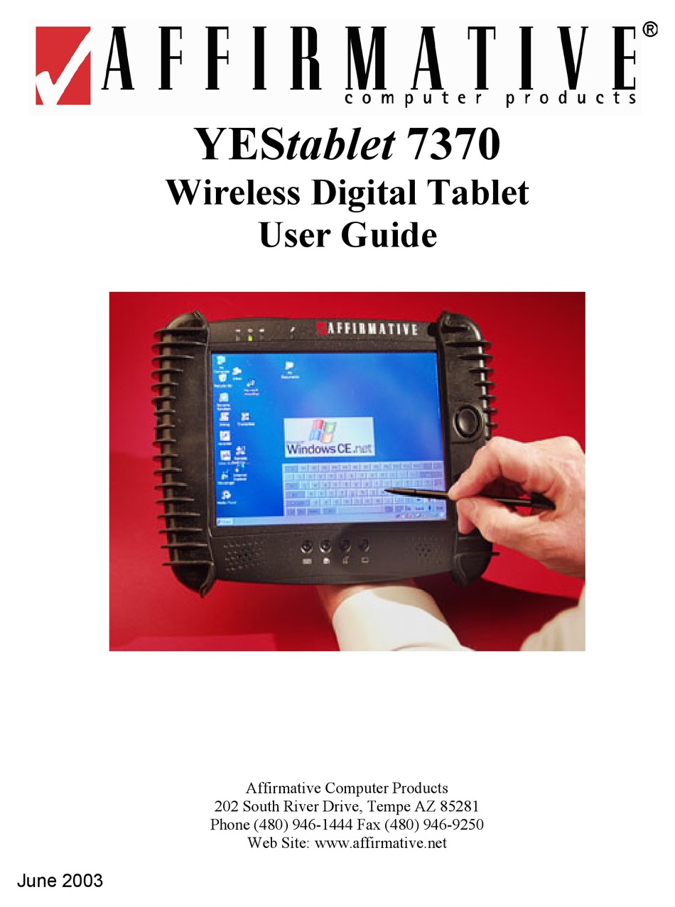 AFFIRMATIVE YESTABLET 7370 TABLET USER MANUAL | ManualsLib