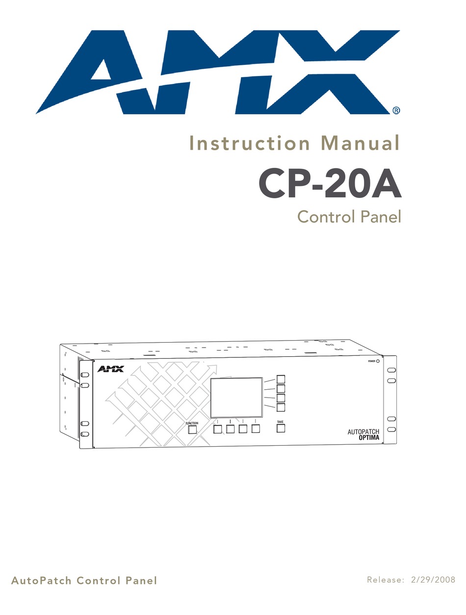 AMX CP-20A CONTROL PANEL INSTRUCTION MANUAL | ManualsLib