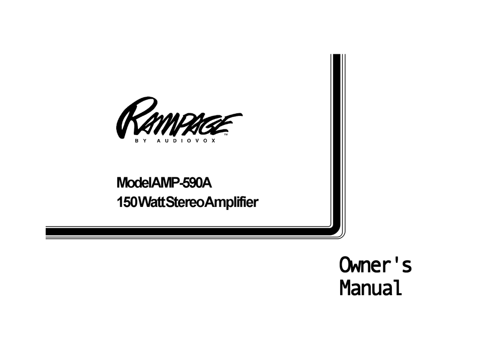 AUDIOVOX AMP-590A AMPLIFIER OWNER'S MANUAL | ManualsLib