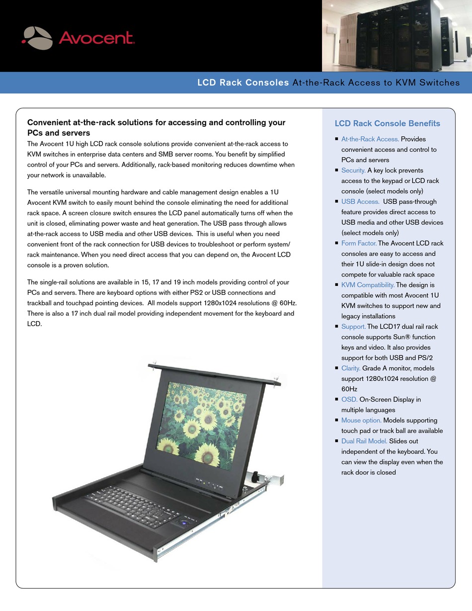 AVOCENT ECS17 SPECIFICATION SHEET Pdf Download | ManualsLib
