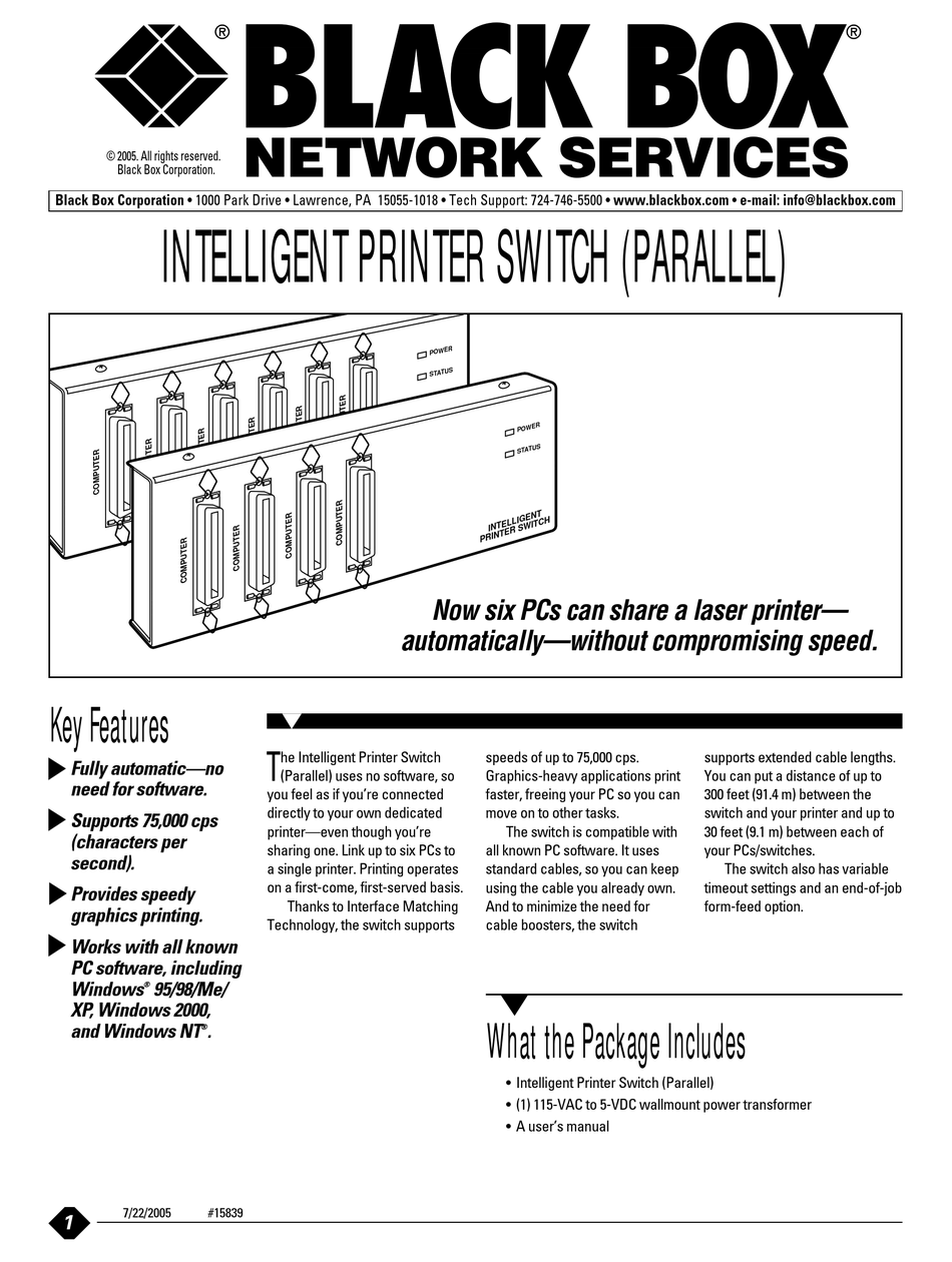 BLACK BOX SW135A SWITCH SPECIFICATIONS | ManualsLib
